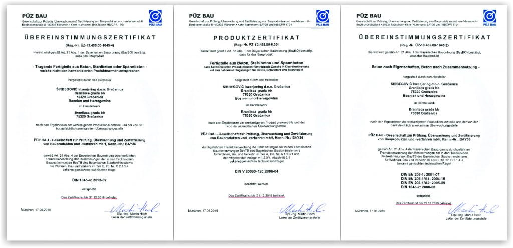 Construction company Širbegović received a certificate for the German ...